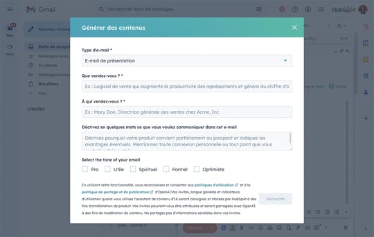 Générateur d'e-mails IA gratuit : rédigez vos mails en un instant | HubSpot